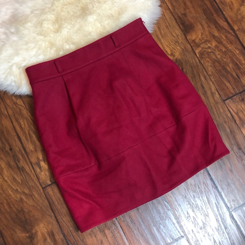 Theory Cecily Wood Cranberry Skirt - Gem